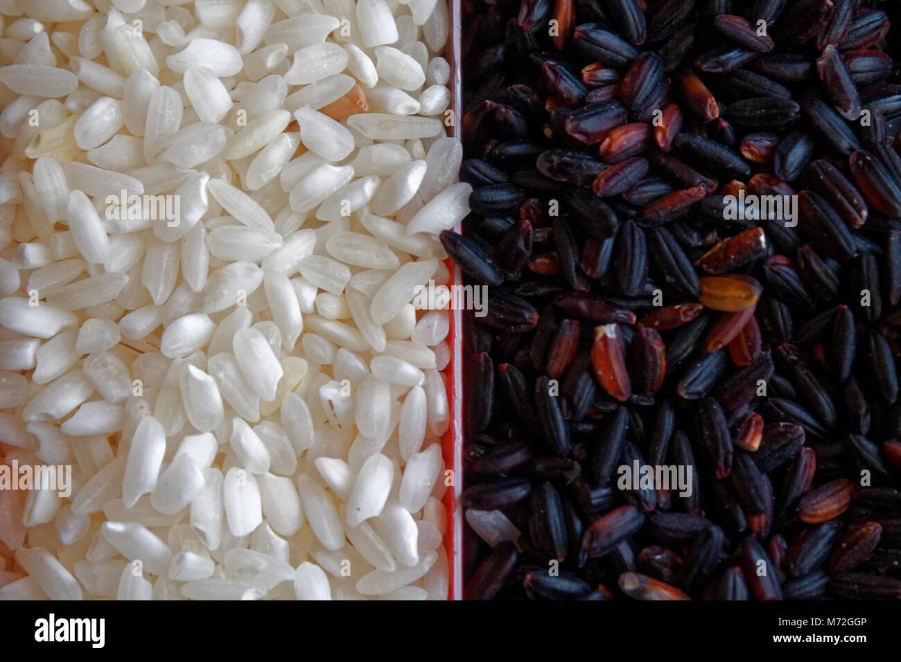 Texture of Coarse black and white rice The concept of proper nutrition ...
