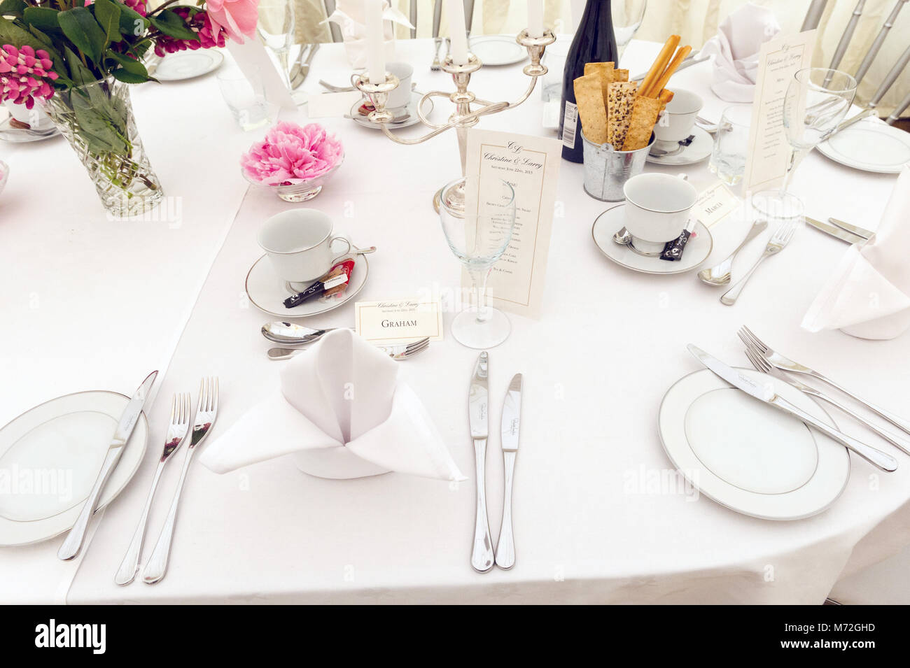 Condiments on Wedding Table Stock Photo - Alamy