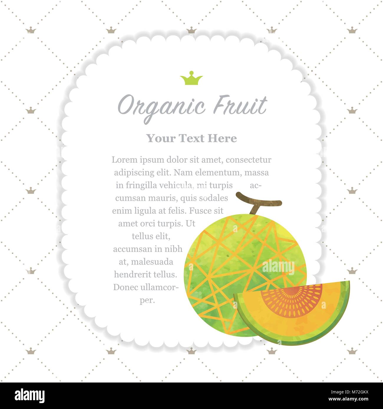 Colorful watercolor texture nature organic fruit memo frame melon Stock ...