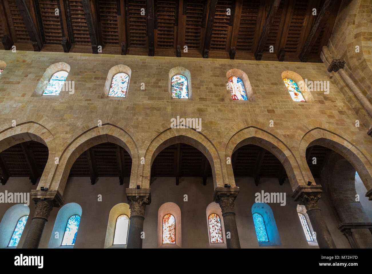 Interior of the cathedral of Cefalu, of style called Sicilian ...