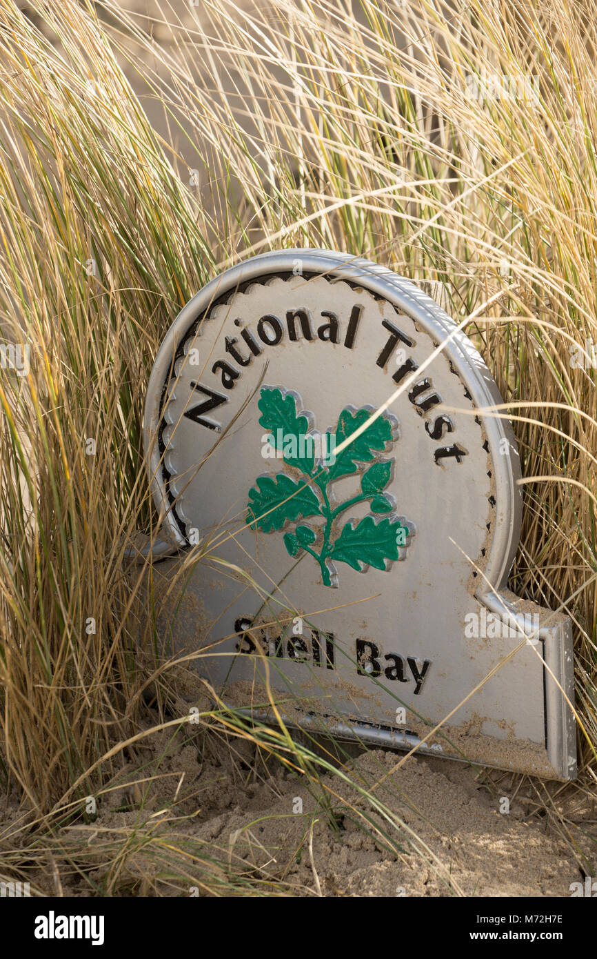 National Trust sign for Shell bay, Studland, Dorset UK Stock Photo - Alamy