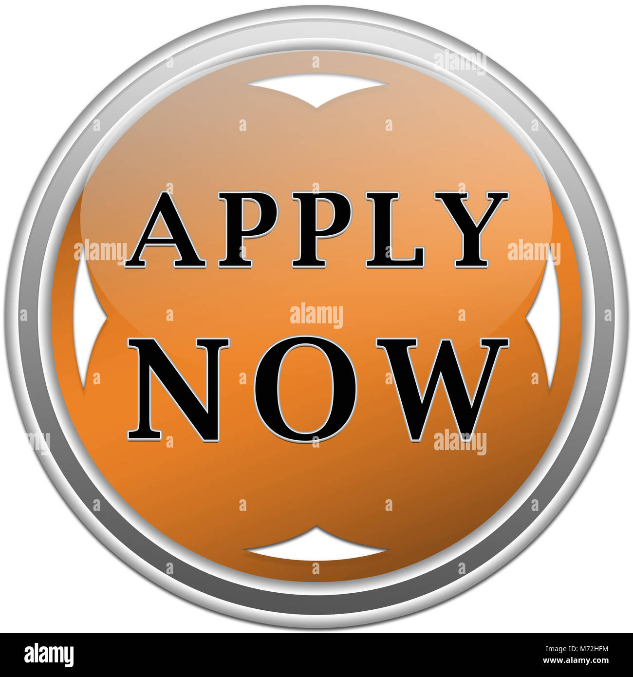 Apply now orange button with arrows on a white background Stock Photo ...