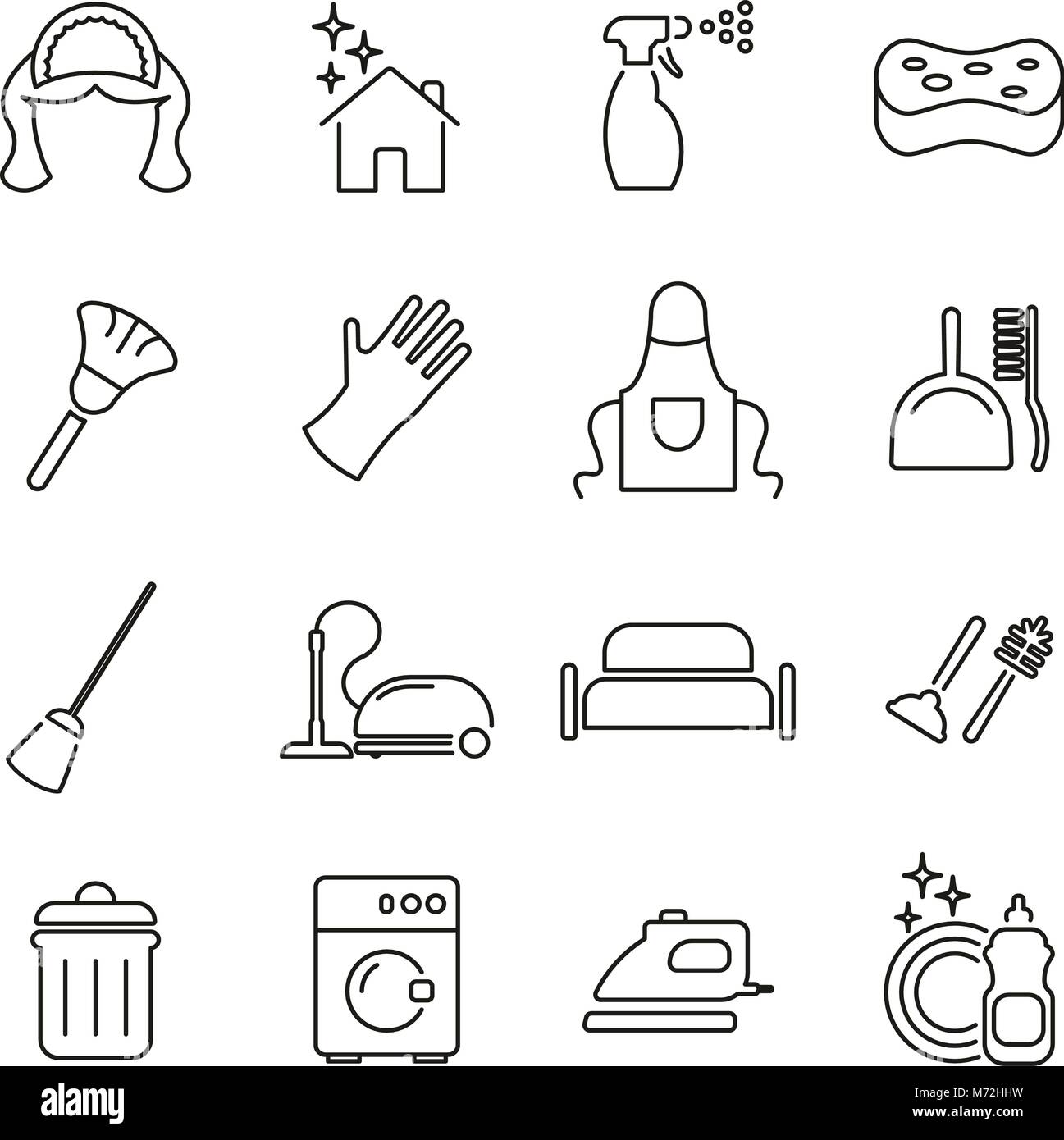 Maid or Housekeeper Icons Thin Line Vector Illustration Set Stock ...
