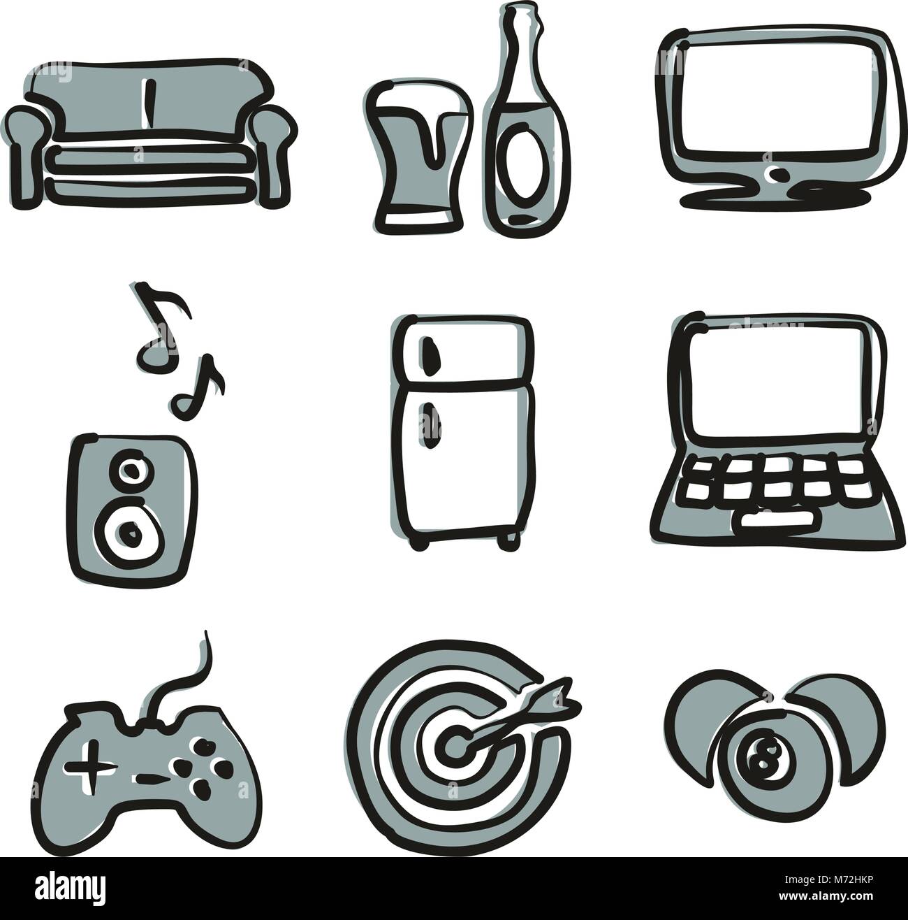 Man Favorite Activities Icons Freehand 2 Color Stock Vector Image & Art ...