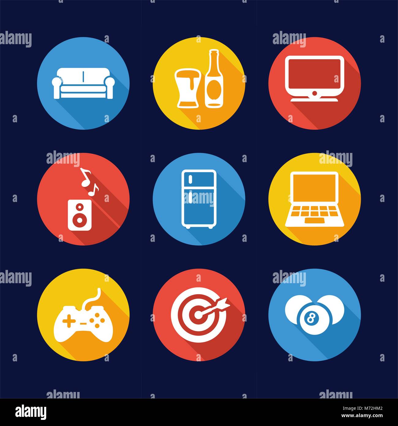 Man Favorite Activities Icons Flat Design Circle Stock Vector Image ...