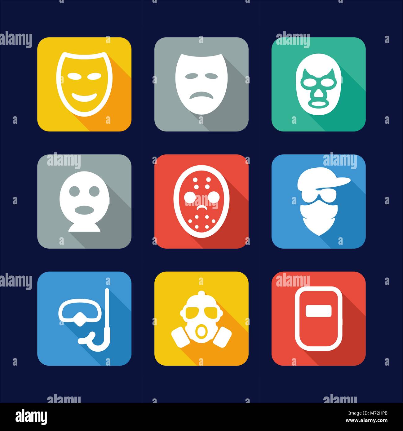 Mask Icons Flat Design Stock Vector Image & Art - Alamy