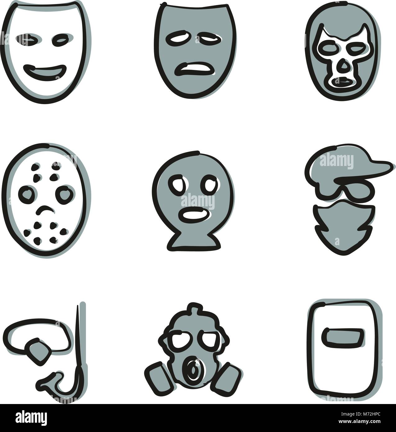 Mask Icons Freehand 2 Color Stock Vector Image & Art - Alamy