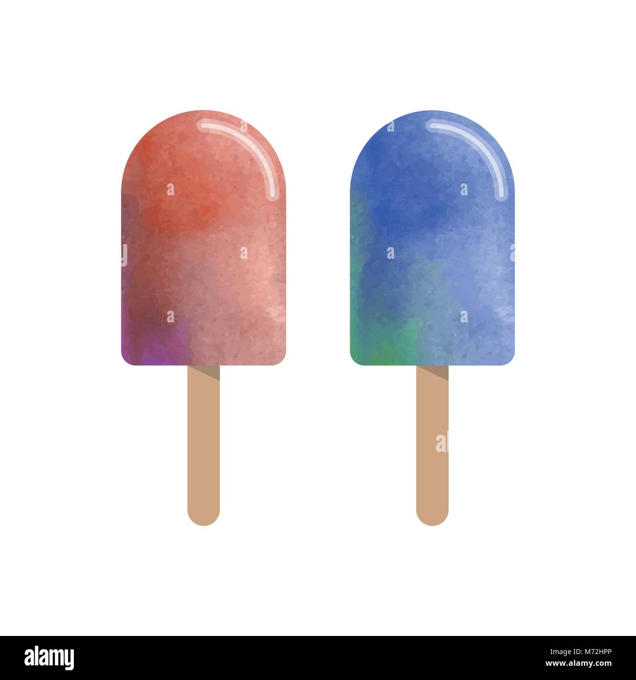 Colorful watercolor texture vector popsicle ice cream sweet summer ...