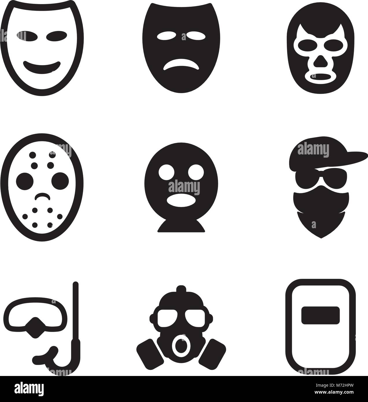 Happy sad mask icon simple hi-res stock photography and images - Alamy