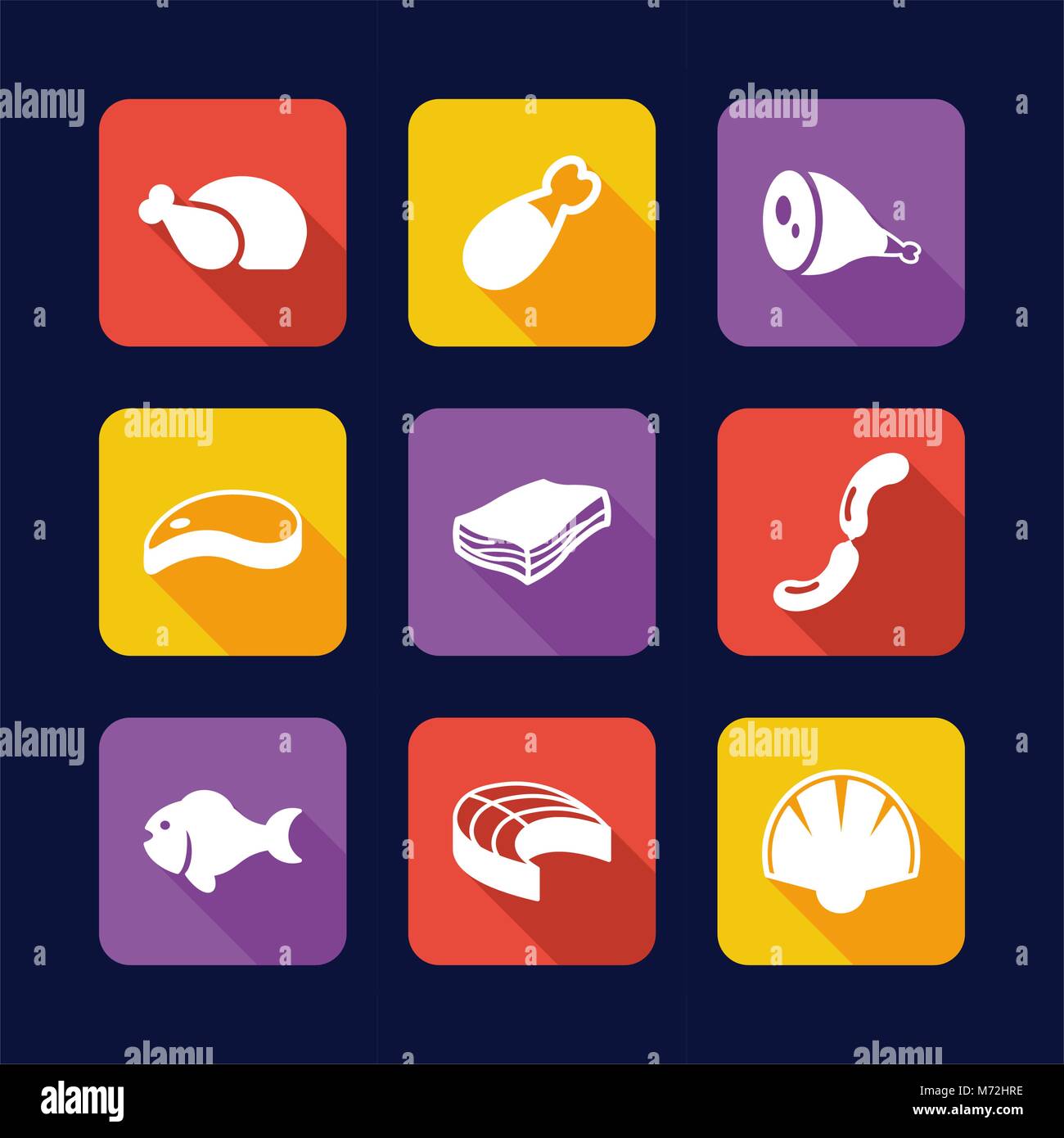 Meat Icons Flat Design Stock Vector Image & Art - Alamy