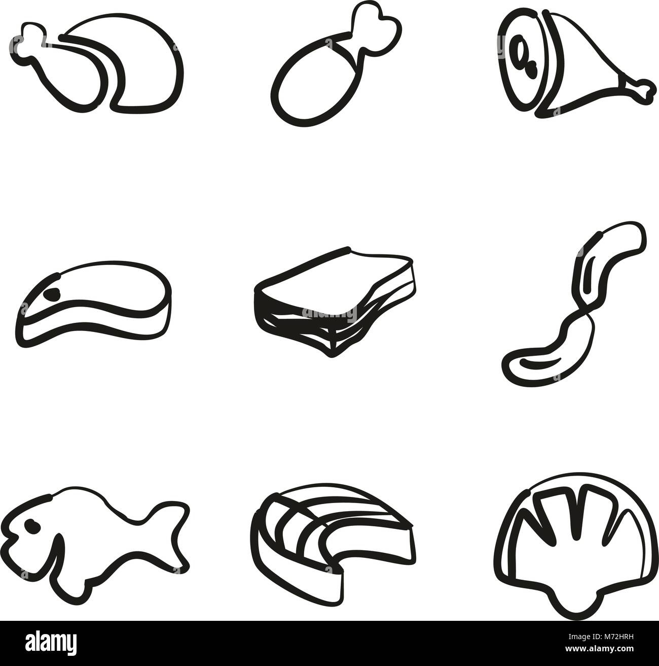 Meat Icons Freehand Stock Vector Image & Art - Alamy