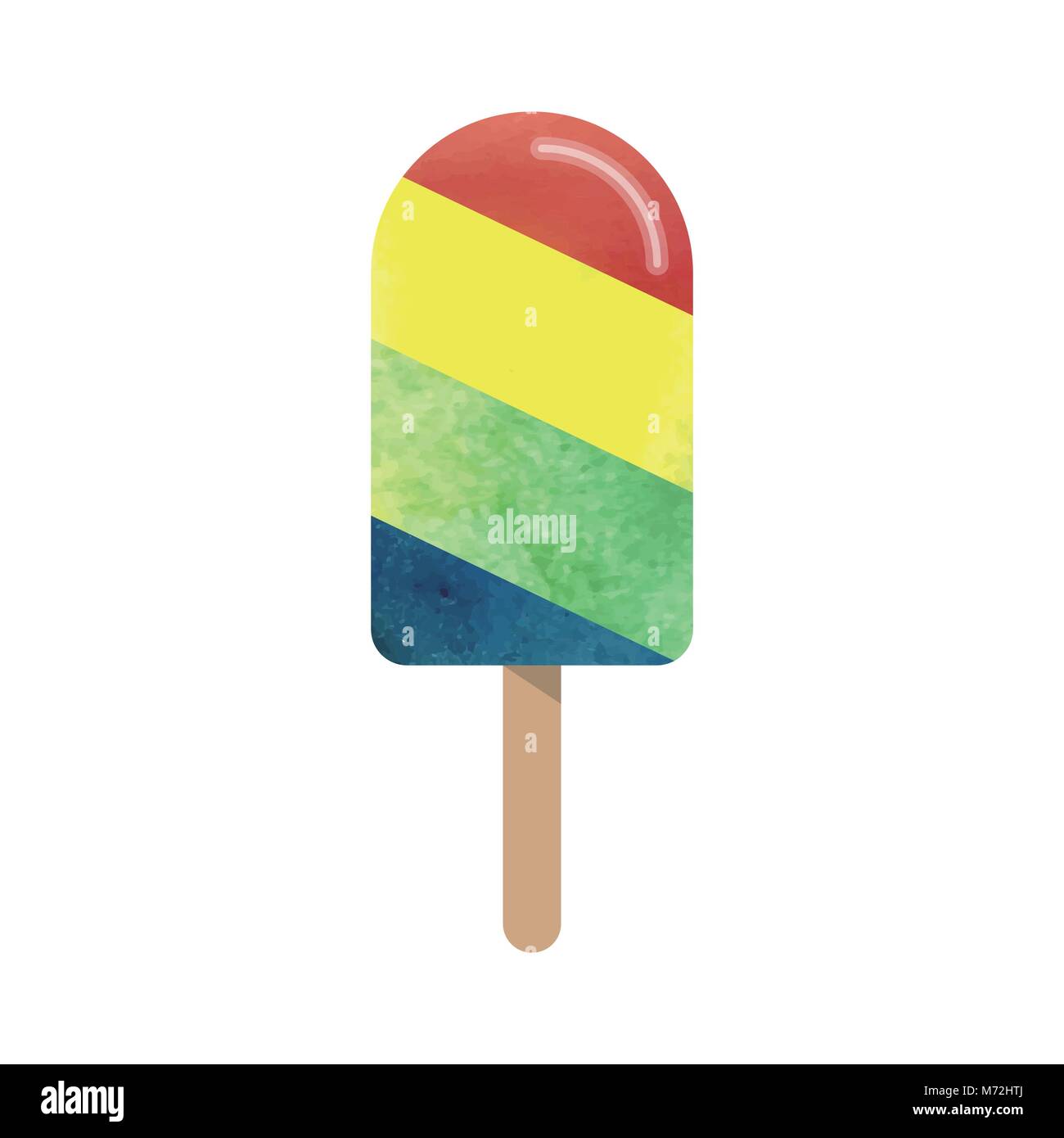 Colorful watercolor texture vector popsicle ice cream sweet summer ...