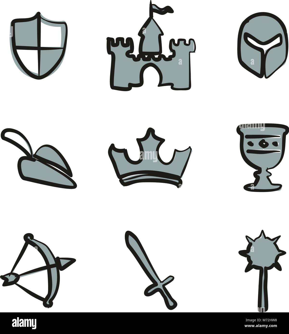 Medieval Icons Freehand 2 Color Stock Vector Image & Art - Alamy