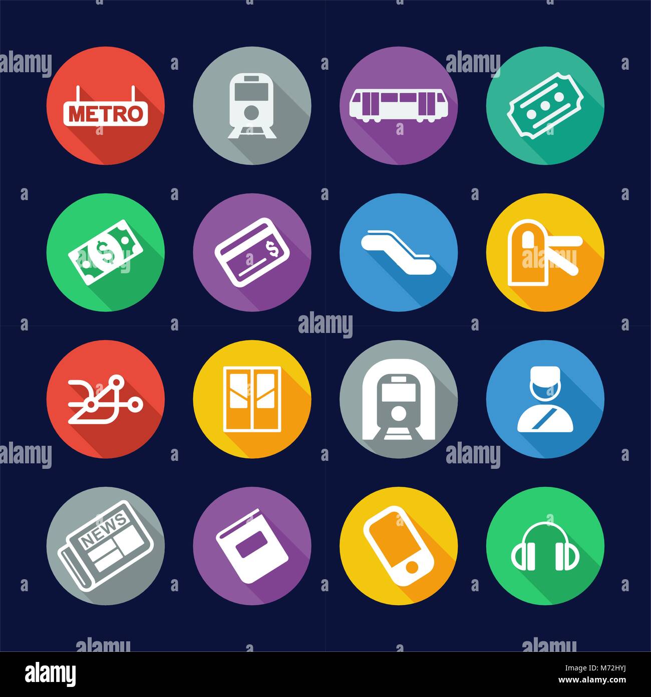 Metro Or Subway Icons Flat Design Circle Stock Vector Image & Art - Alamy