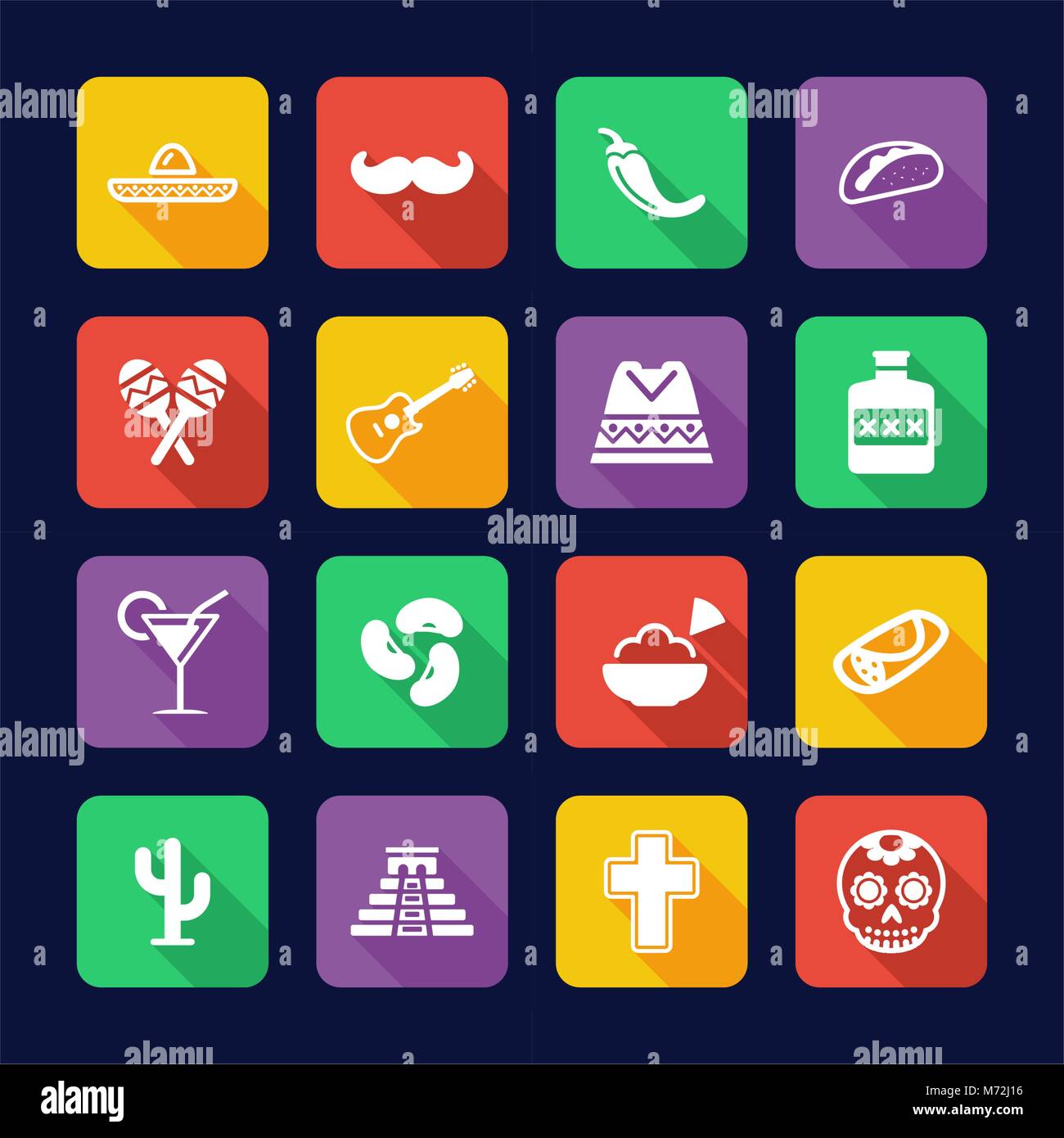 Mexican Culture Icons Flat Design Circle Stock Vector Image & Art - Alamy