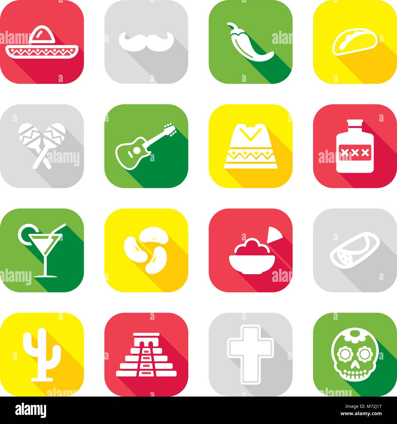 Mexican Culture Icons Flat Design Circle Stock Vector Image & Art - Alamy