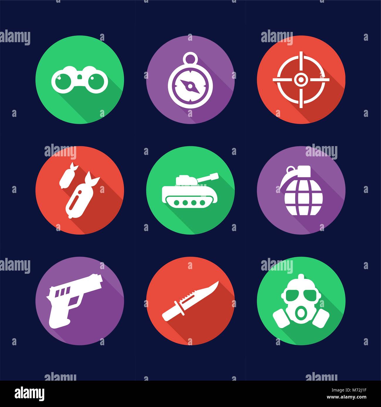 Military Icons Flat Design Circle Stock Vector Image & Art - Alamy