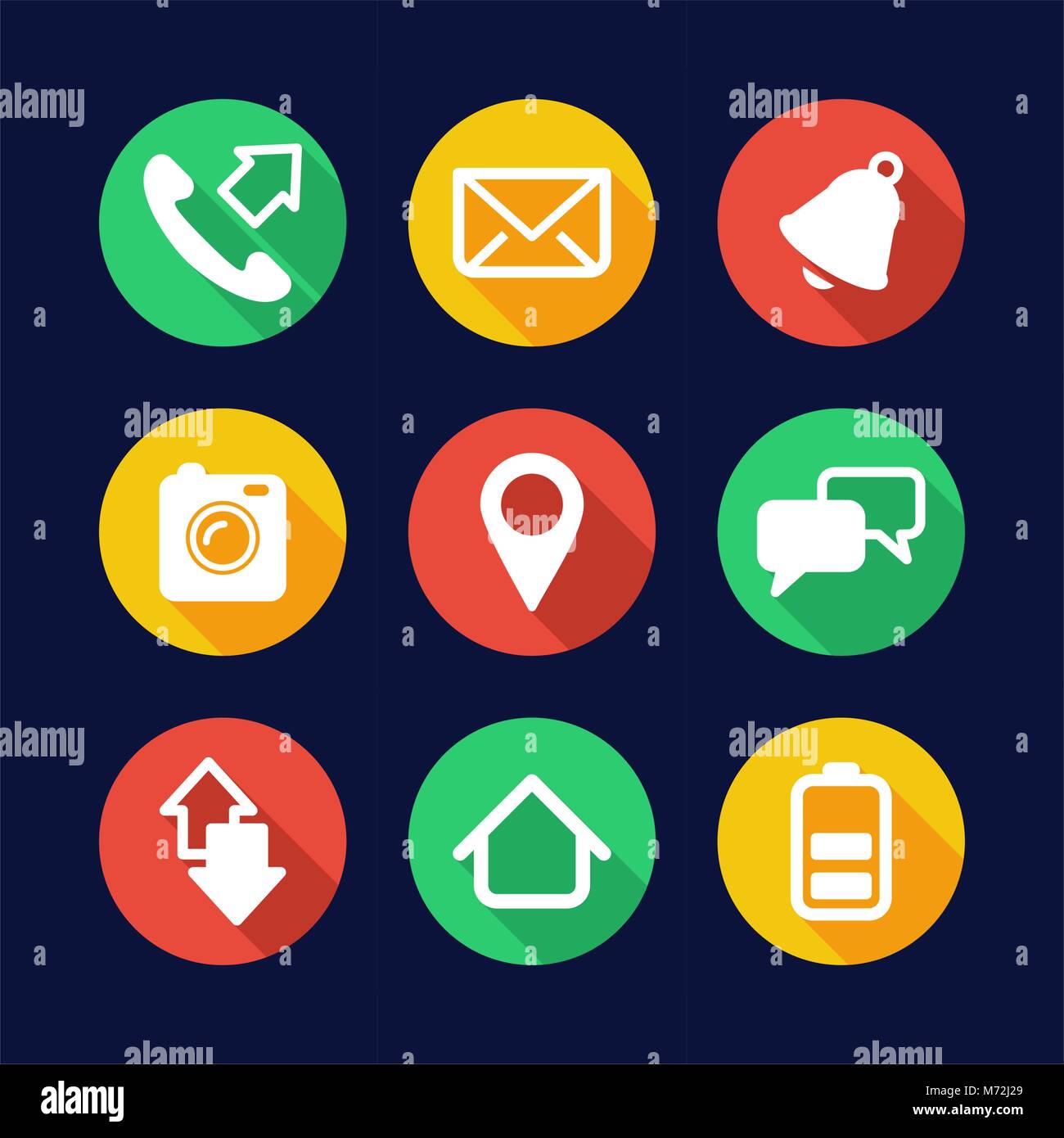 Mobile Phone Icons Flat Design Circle Stock Vector Image & Art - Alamy