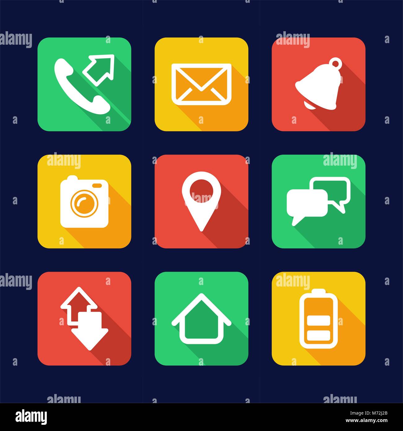 Mobile Phone Icons Flat Design Stock Vector Image & Art - Alamy
