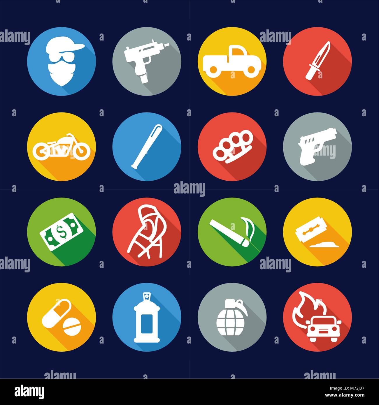 Modern Gangster Icons Flat Design Circle Stock Vector Image & Art - Alamy