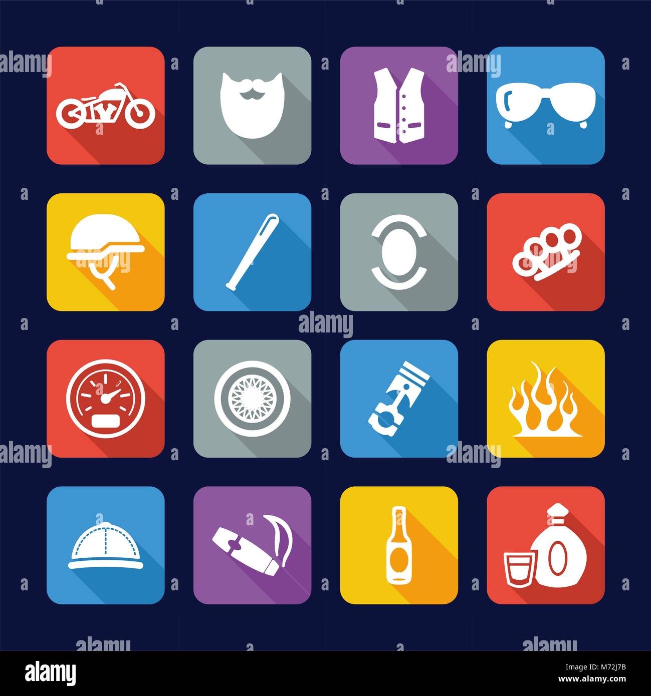 Motorcycle Club Icons Flat Design Stock Vector Image & Art - Alamy
