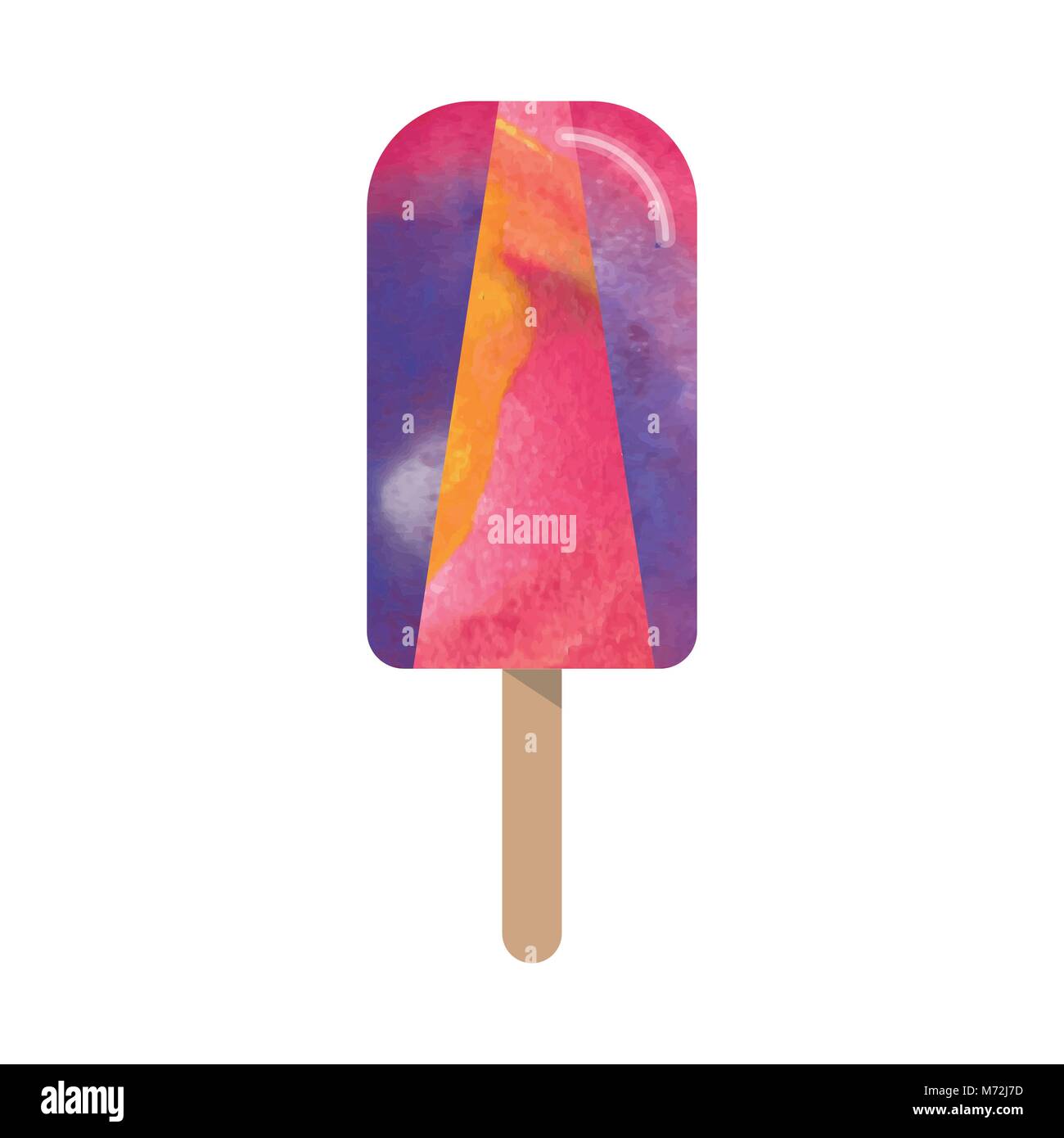 Colorful watercolor texture vector popsicle ice cream sweet summer ...