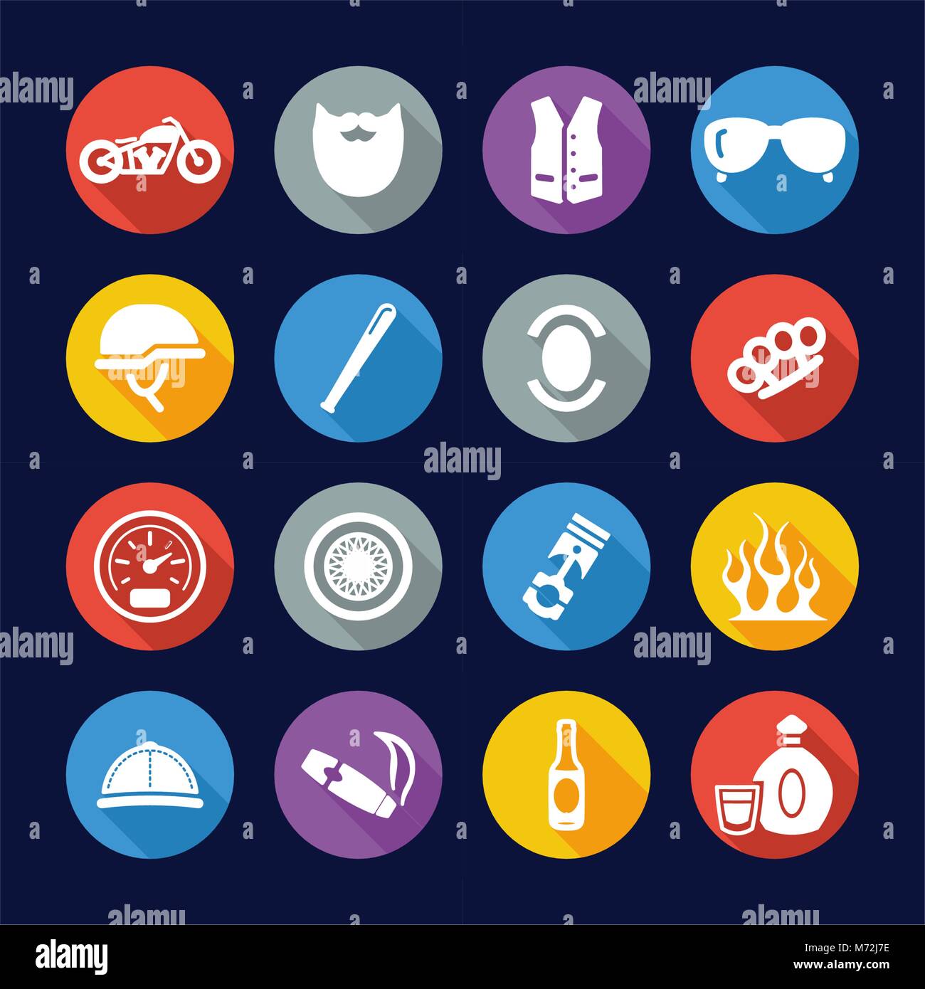 Motorcycle Club Icons Flat Design Circle Stock Vector Image & Art - Alamy