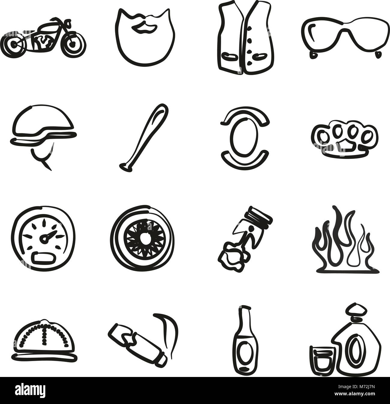 Motorcycle Club Icons Freehand Stock Vector Image & Art - Alamy
