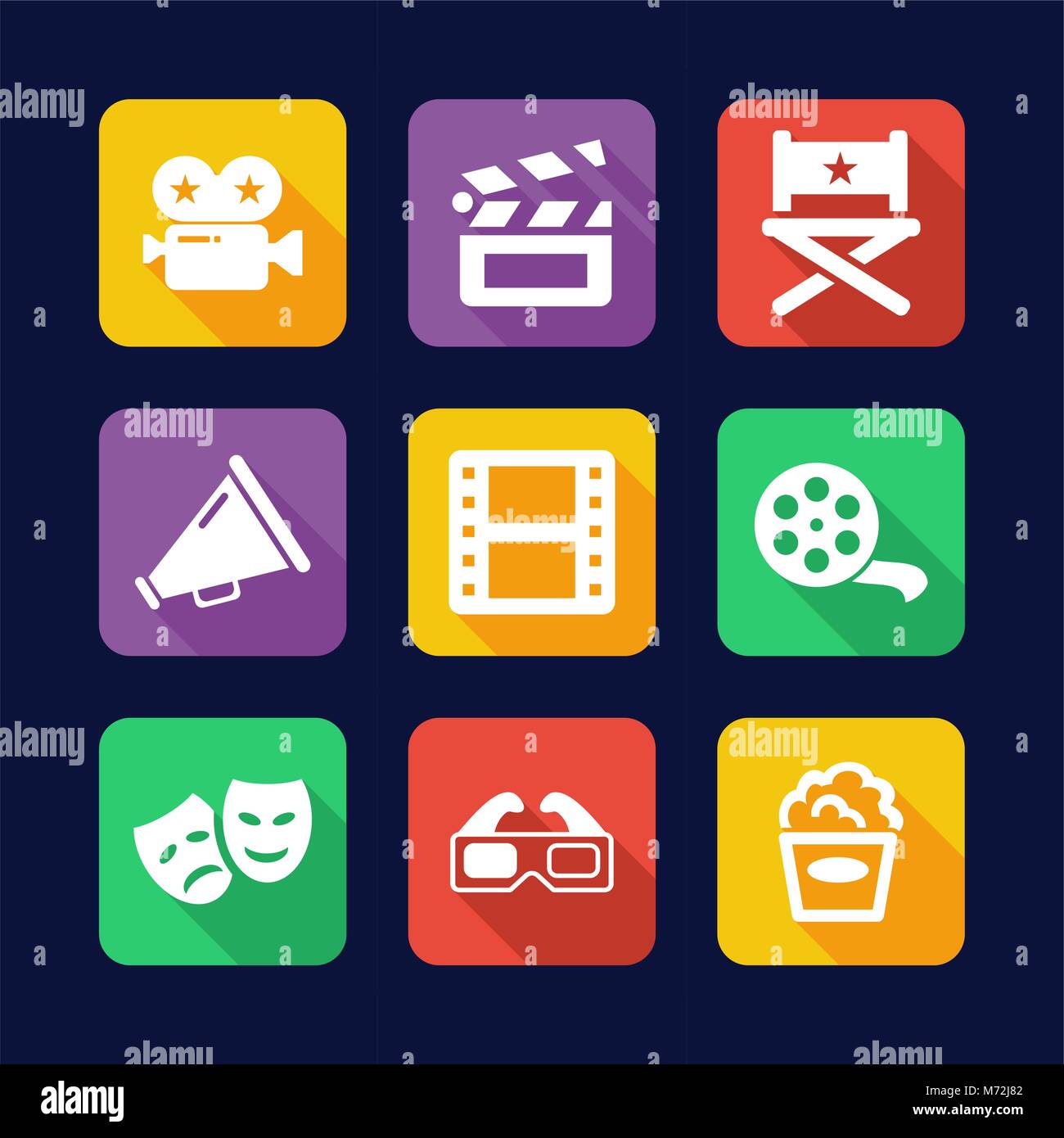 Movie Icons Flat Design Stock Vector Image & Art - Alamy