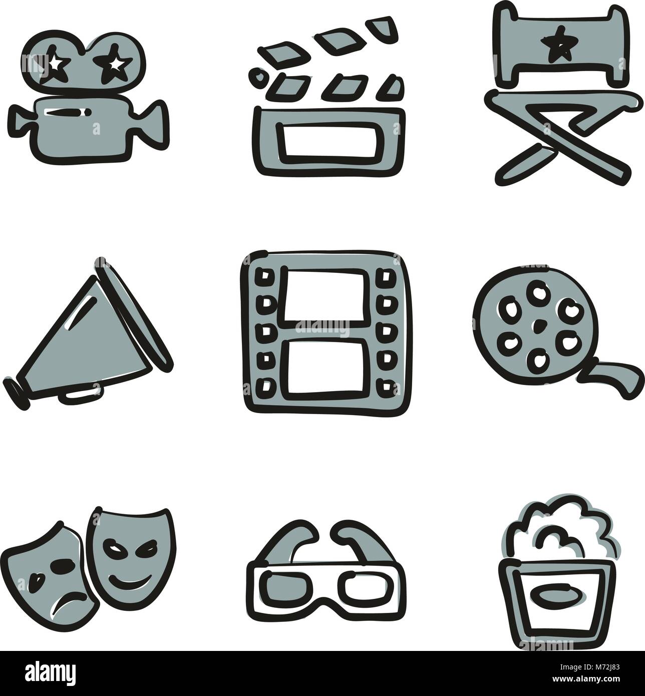 Movie Icons Freehand 2 Color Stock Vector Image & Art - Alamy