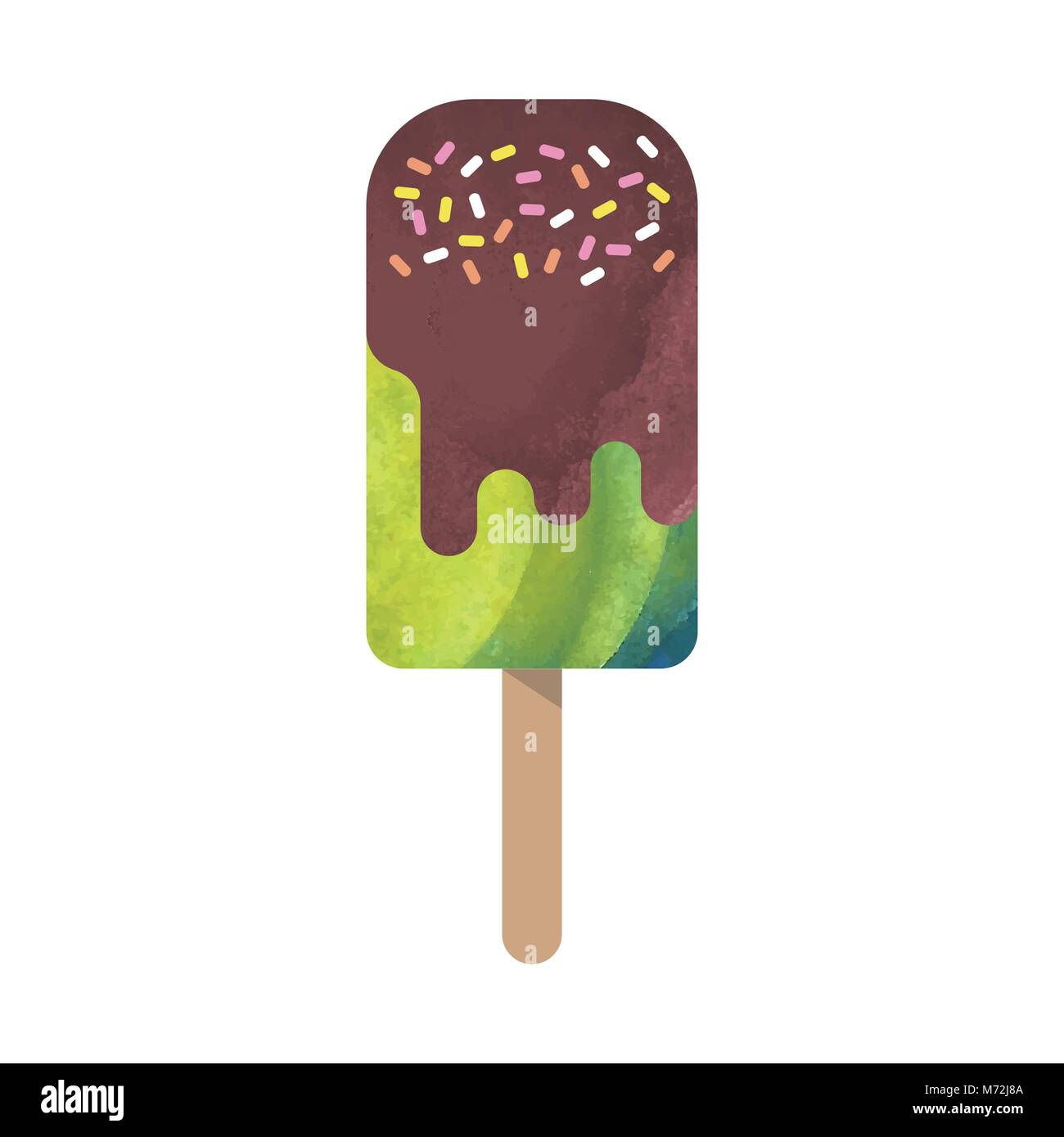 Colorful watercolor texture vector popsicle ice cream sweet summer ...