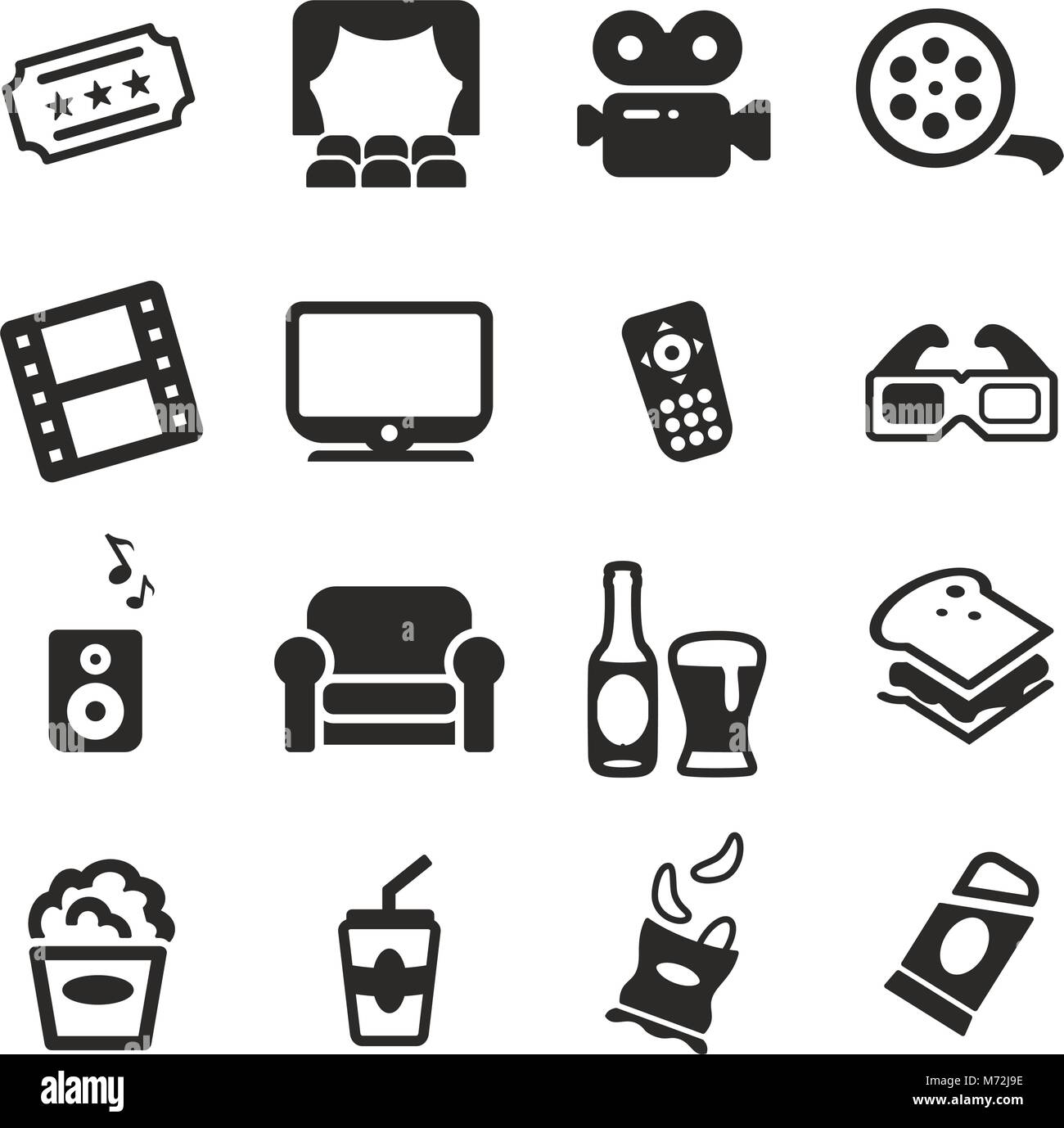 Movie Night Icons Stock Vector Image & Art - Alamy