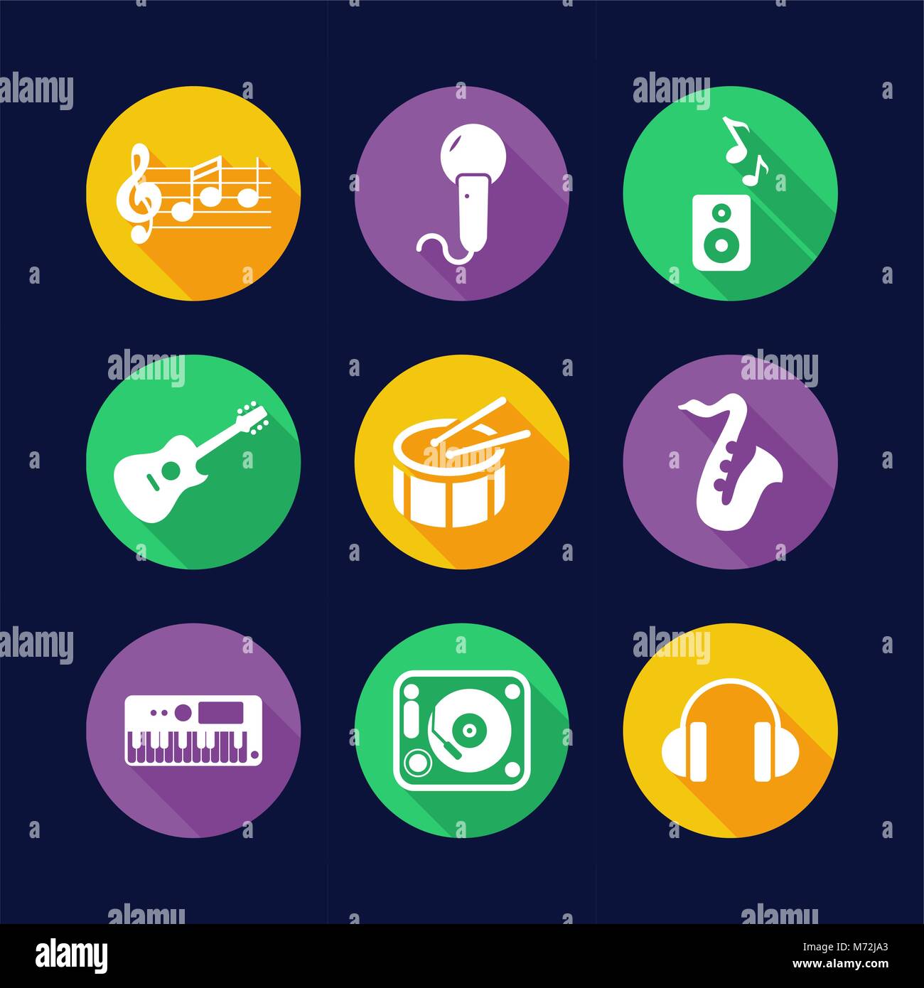 Music Icons Flat Design Circle Stock Vector Image & Art - Alamy