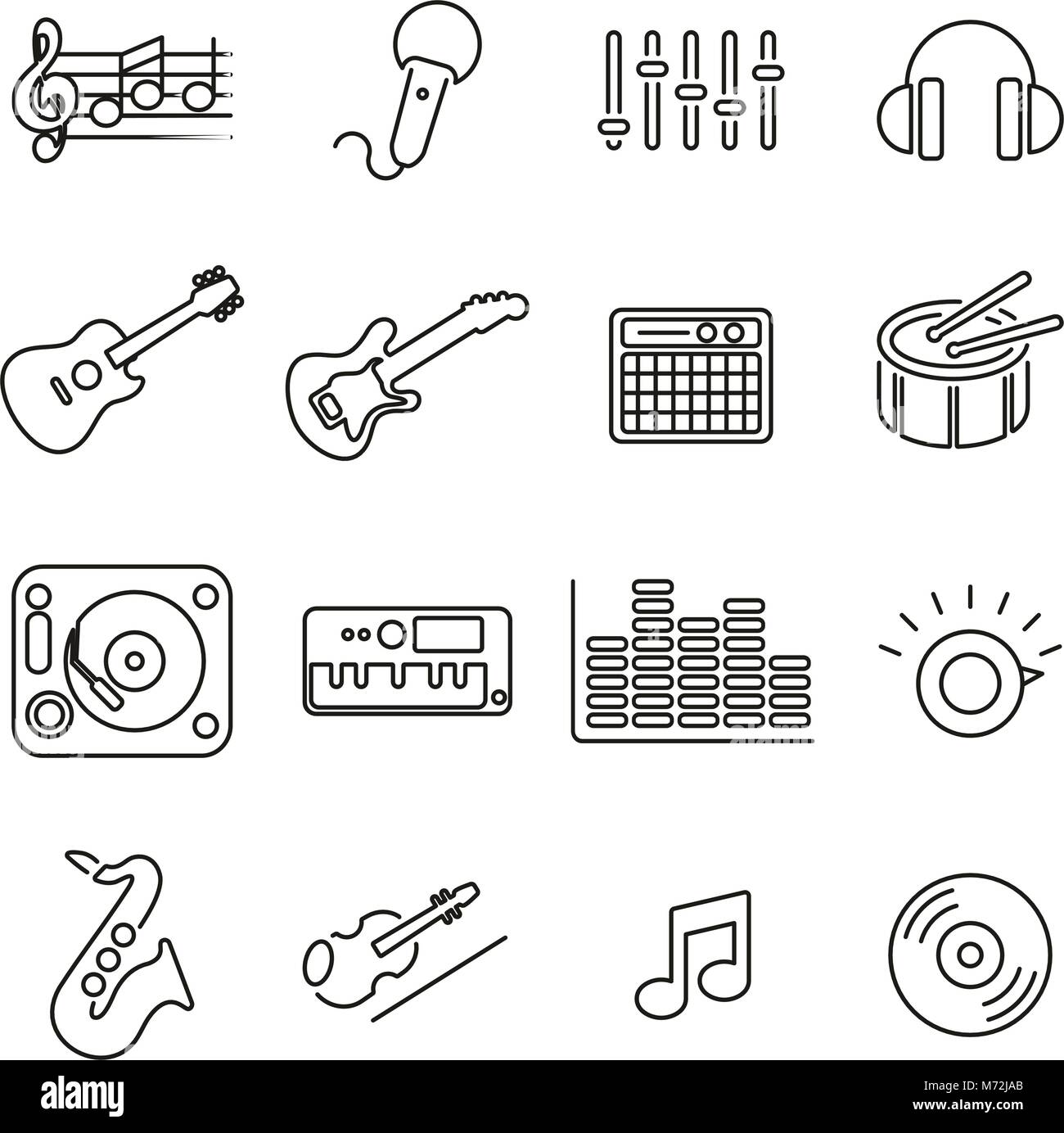 Music Making or Music Studio Equipment Icons Thin Line Vector ...