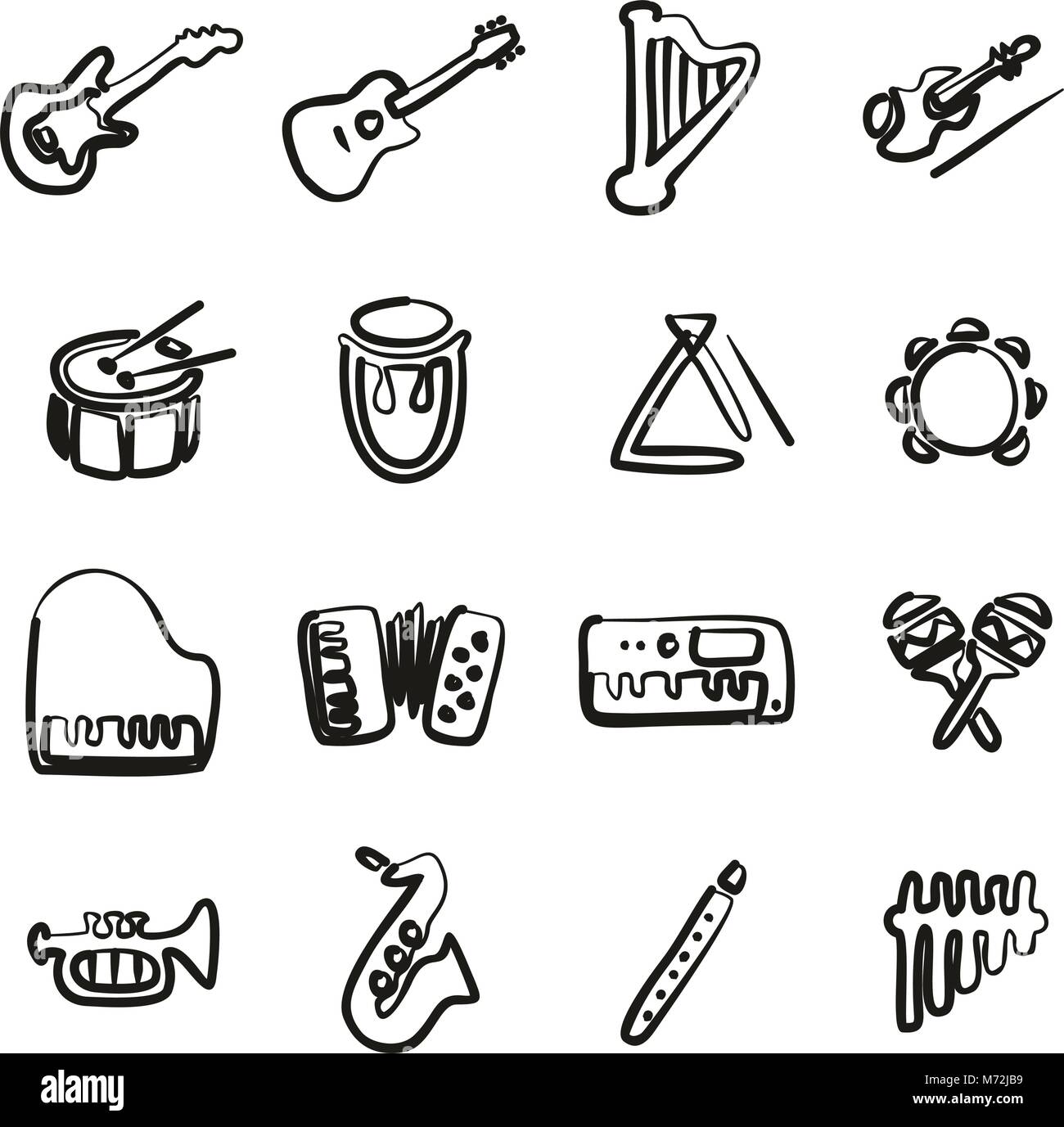 Musical Instruments Icons Freehand Stock Vector Image & Art - Alamy