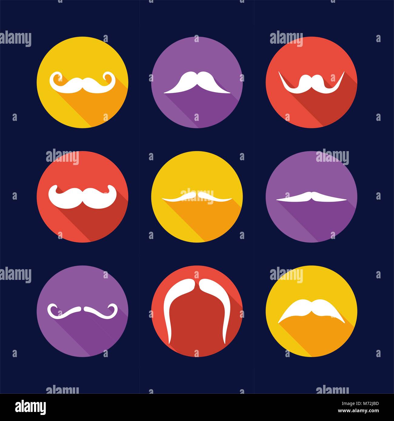 Mustache Icons Flat Design Circle Stock Vector Image & Art - Alamy