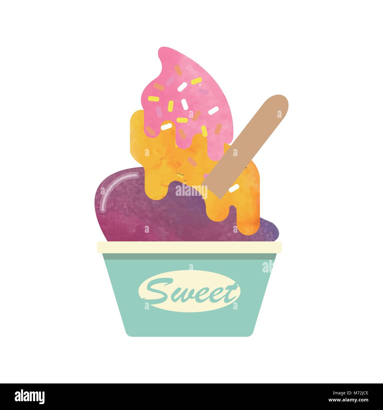 Colorful watercolor texture vector popsicle ice cream sweet summer ...