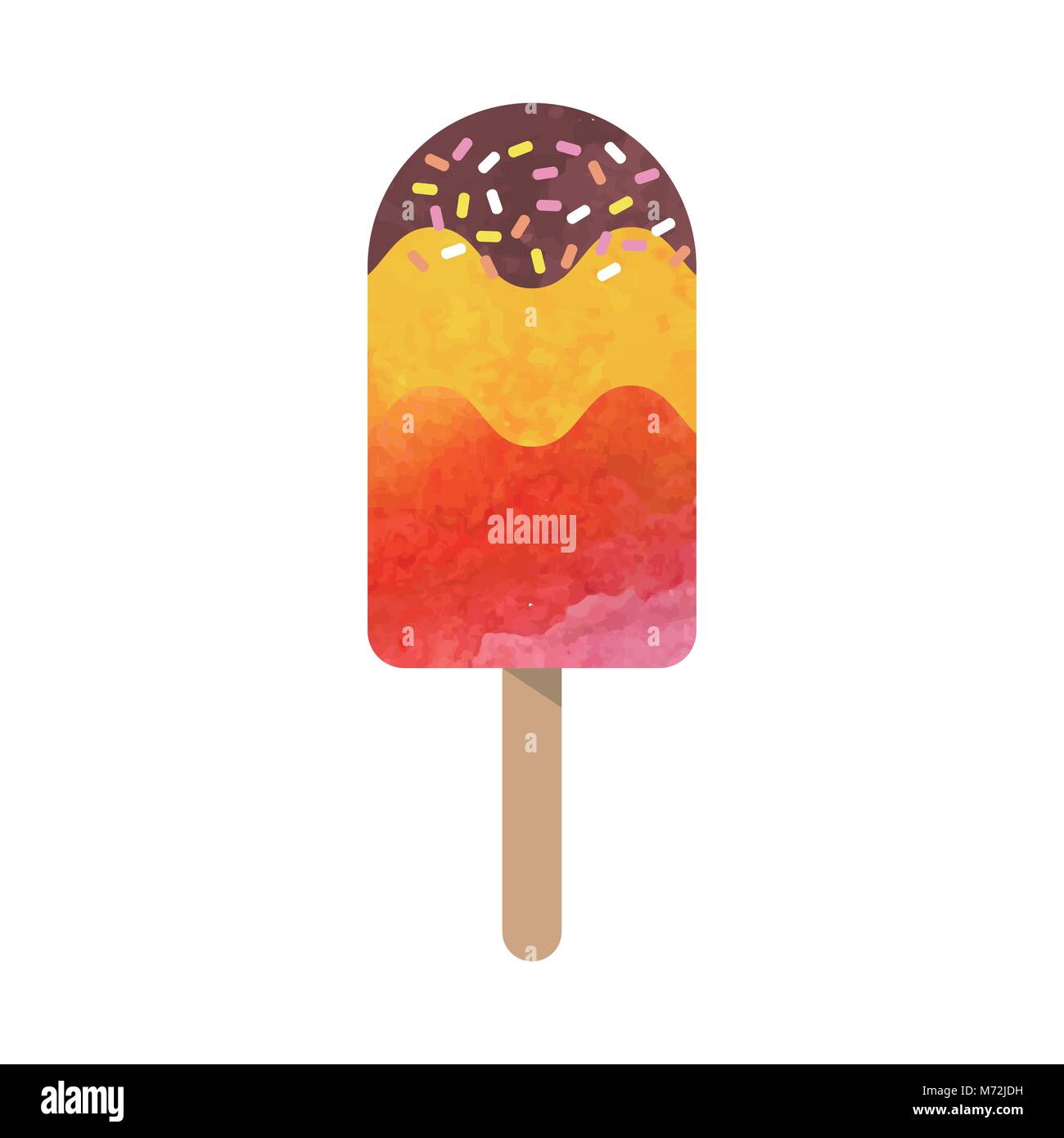 Colorful watercolor texture vector popsicle ice cream sweet summer ...