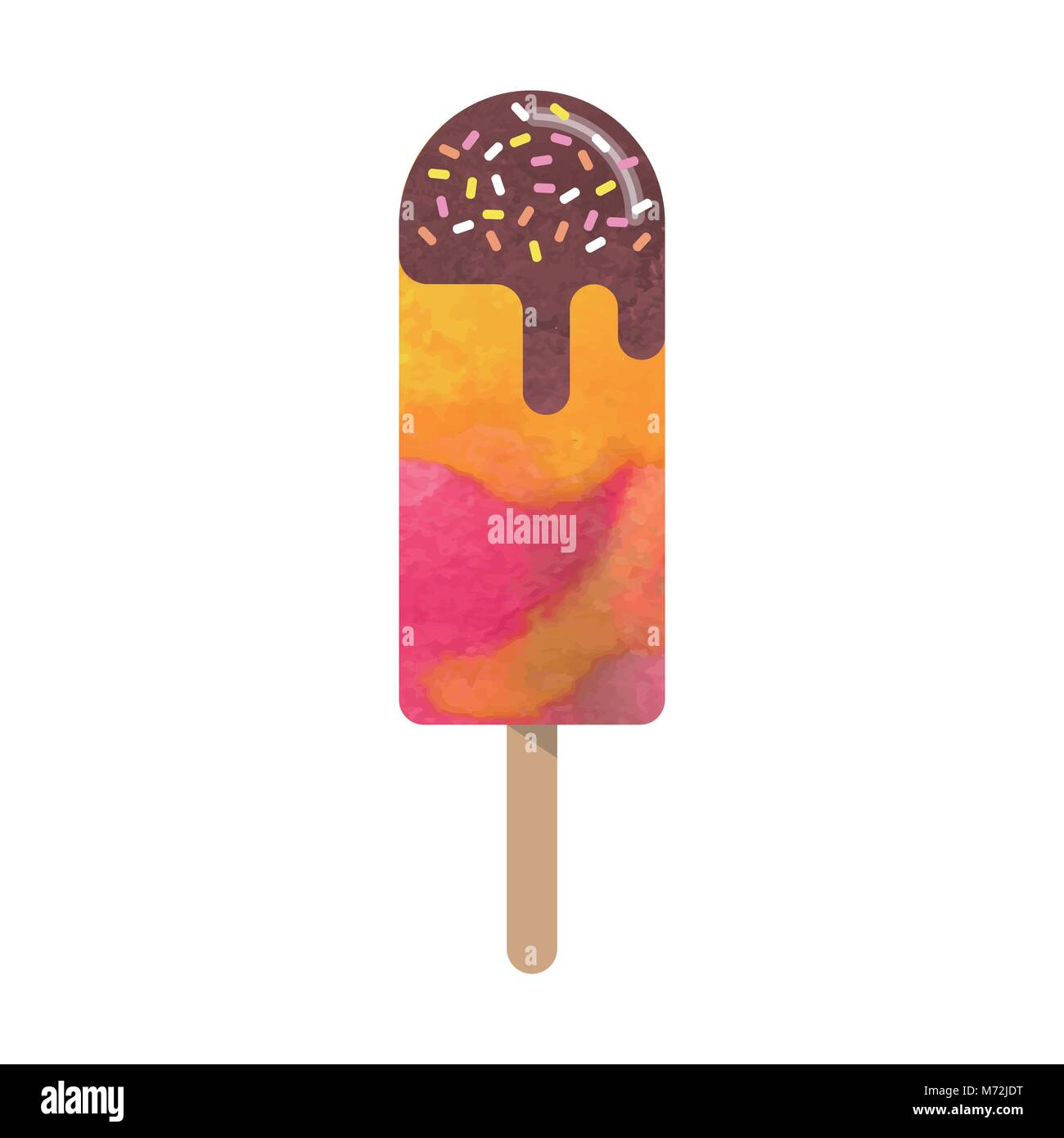 Colorful watercolor texture vector popsicle ice cream sweet summer ...