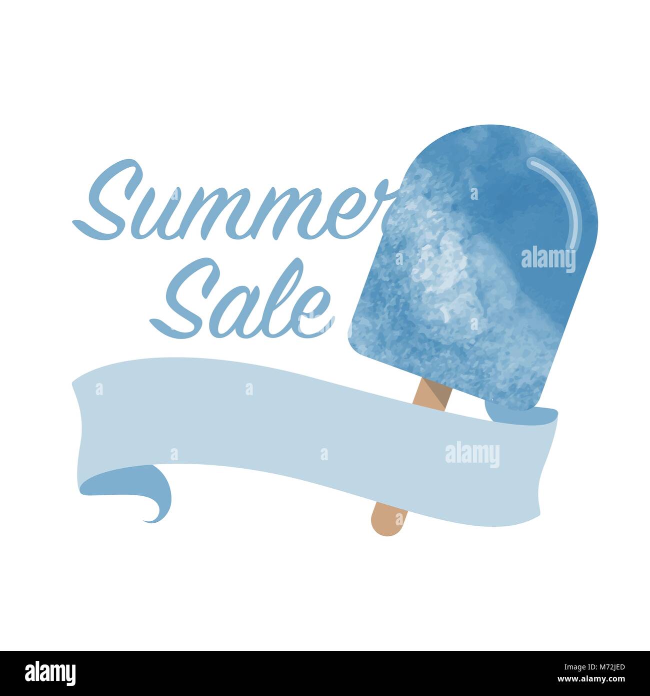 Colorful watercolor texture vector popsicle summer sale promotion ...