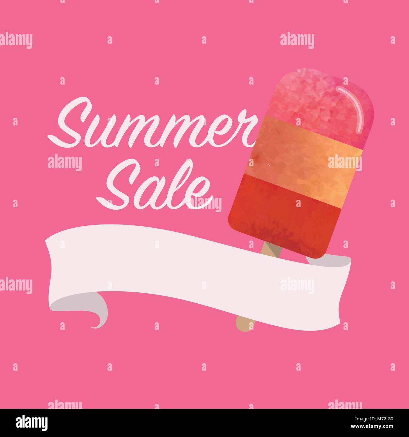 Colorful watercolor texture vector popsicle summer sale promotion ...