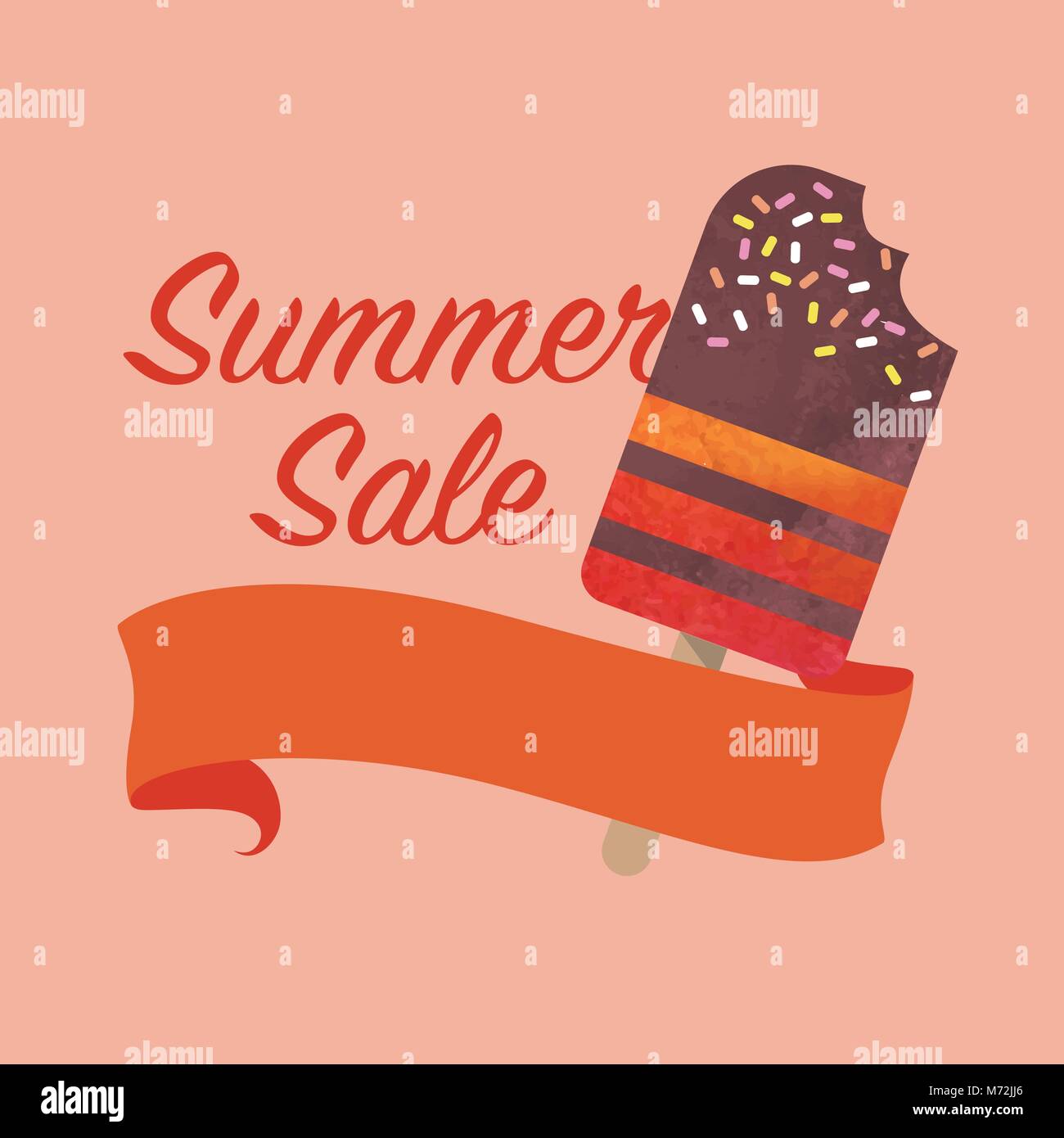 Colorful watercolor texture vector popsicle summer sale promotion ...
