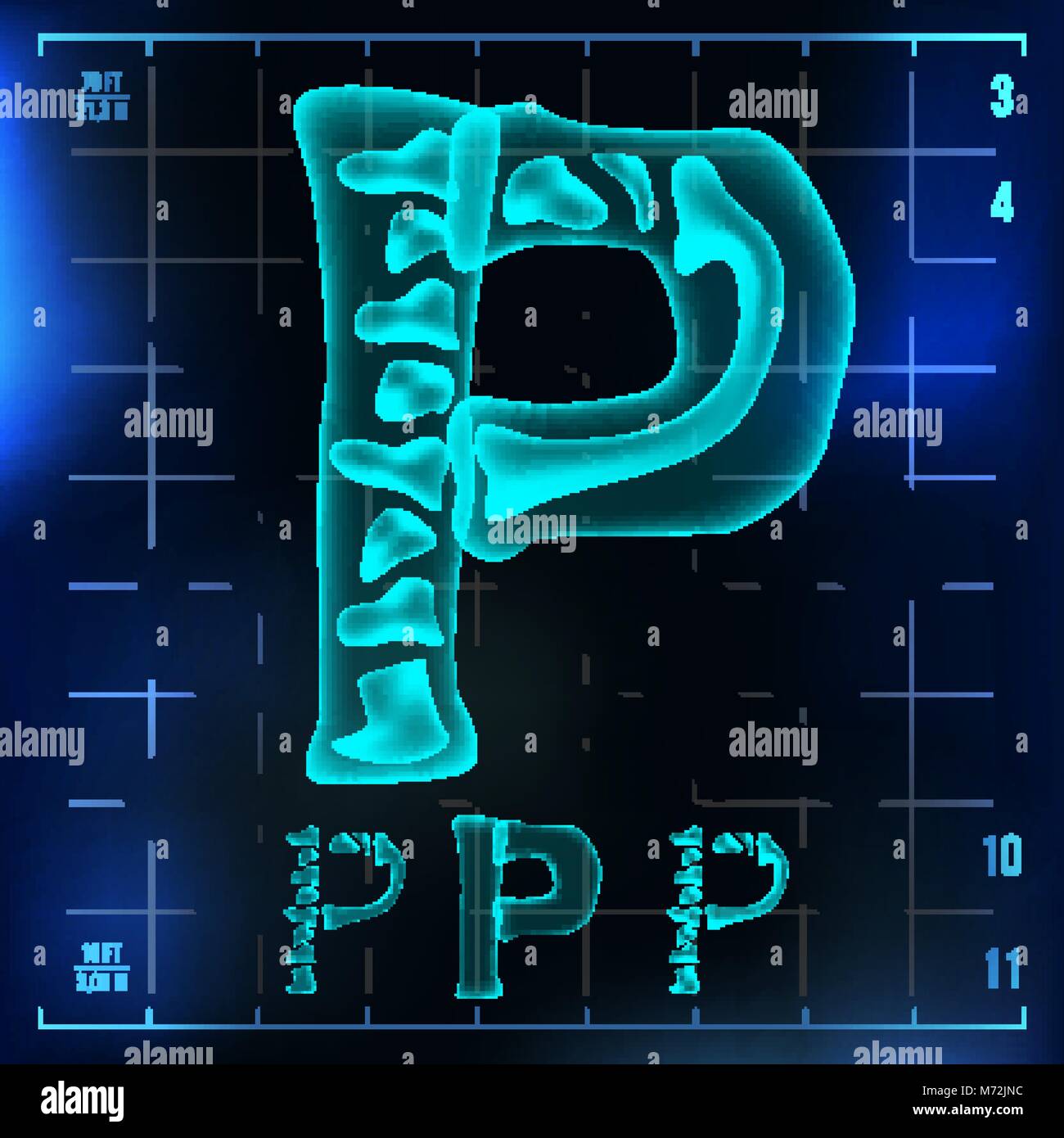 P Letter Vector. Capital Digit. Roentgen X-ray Font Light Sign. Medical ...
