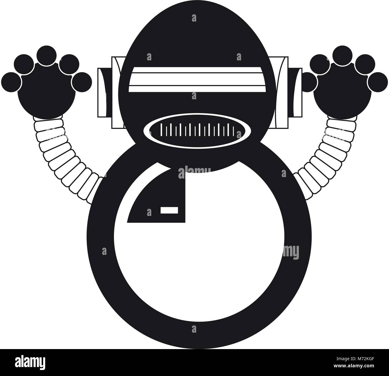 cartoon robot icon over white background black and white design vector ...