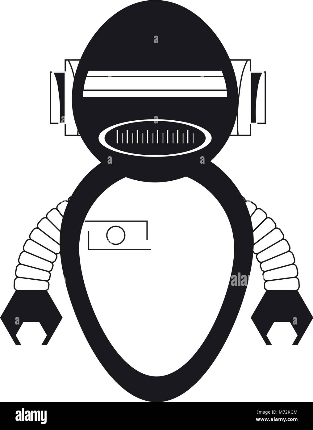 cartoon robot icon over white background black and white design vector ...