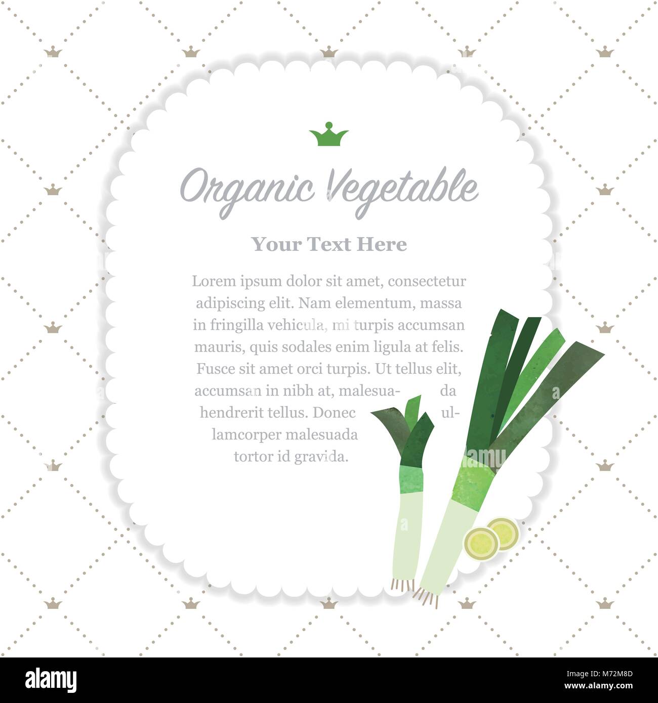 Colorful watercolor texture nature organic vegetable memo frame leek ...