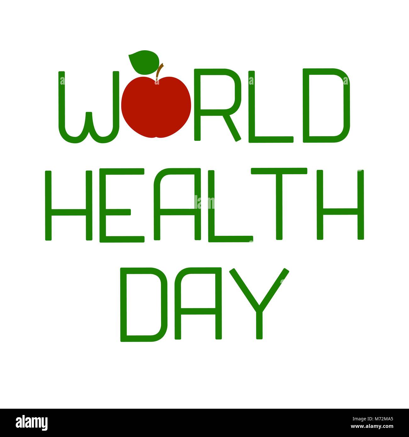 World Health Day. Lettering and apple. Text with the name of the ...