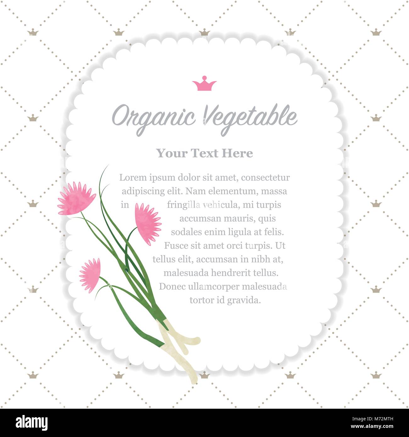 Colorful watercolor texture nature organic vegetable memo frame chives ...