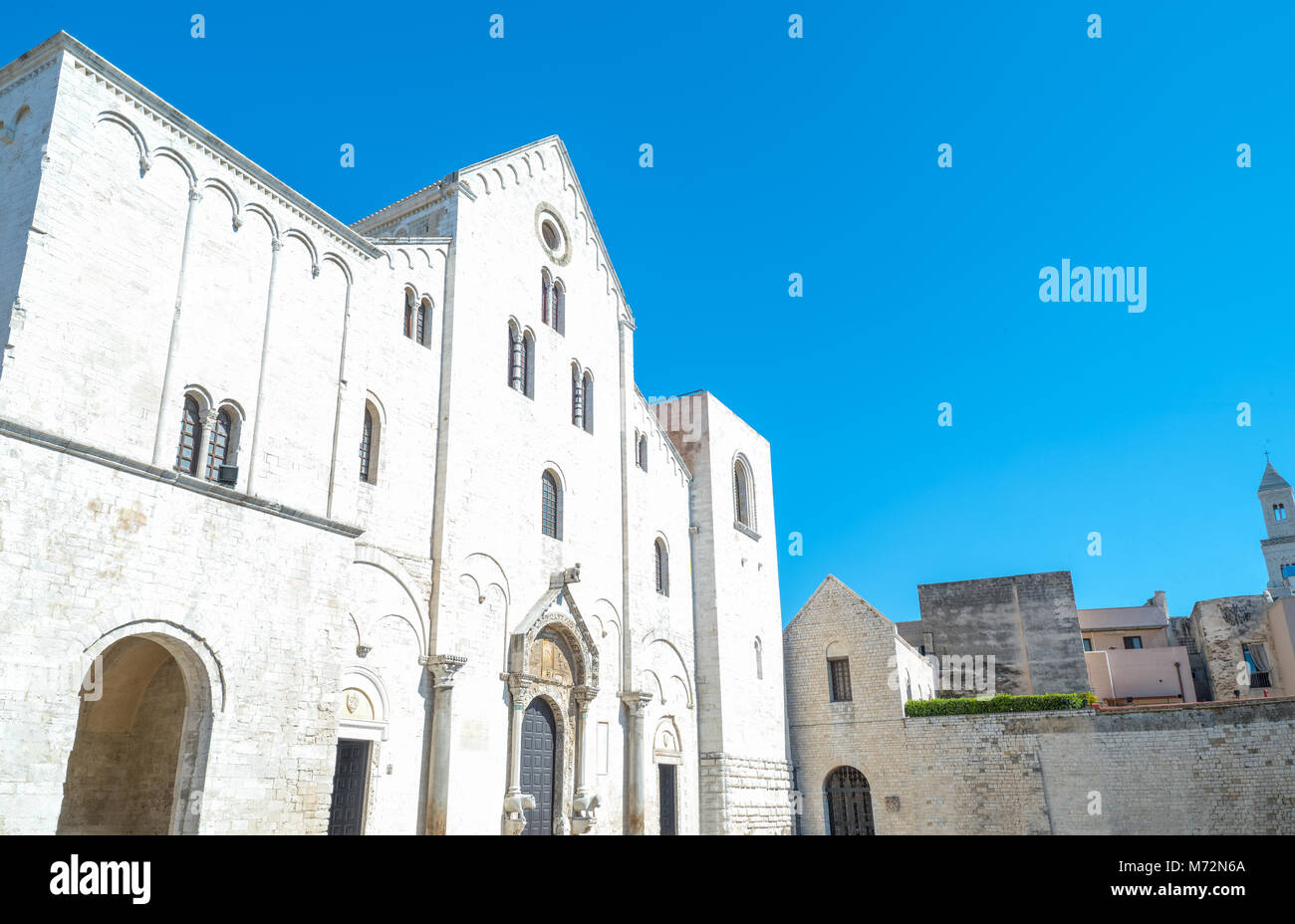 Bari, Italy, old town, view of the facade of the St Nicholas Basilica ...