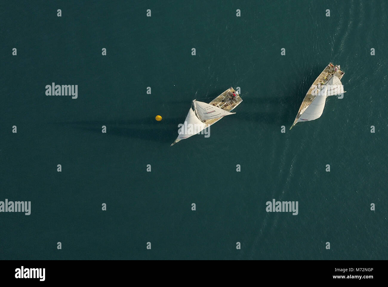 Clipper 70 yachts in the first in-port race at Sanya Gang, as part of ...